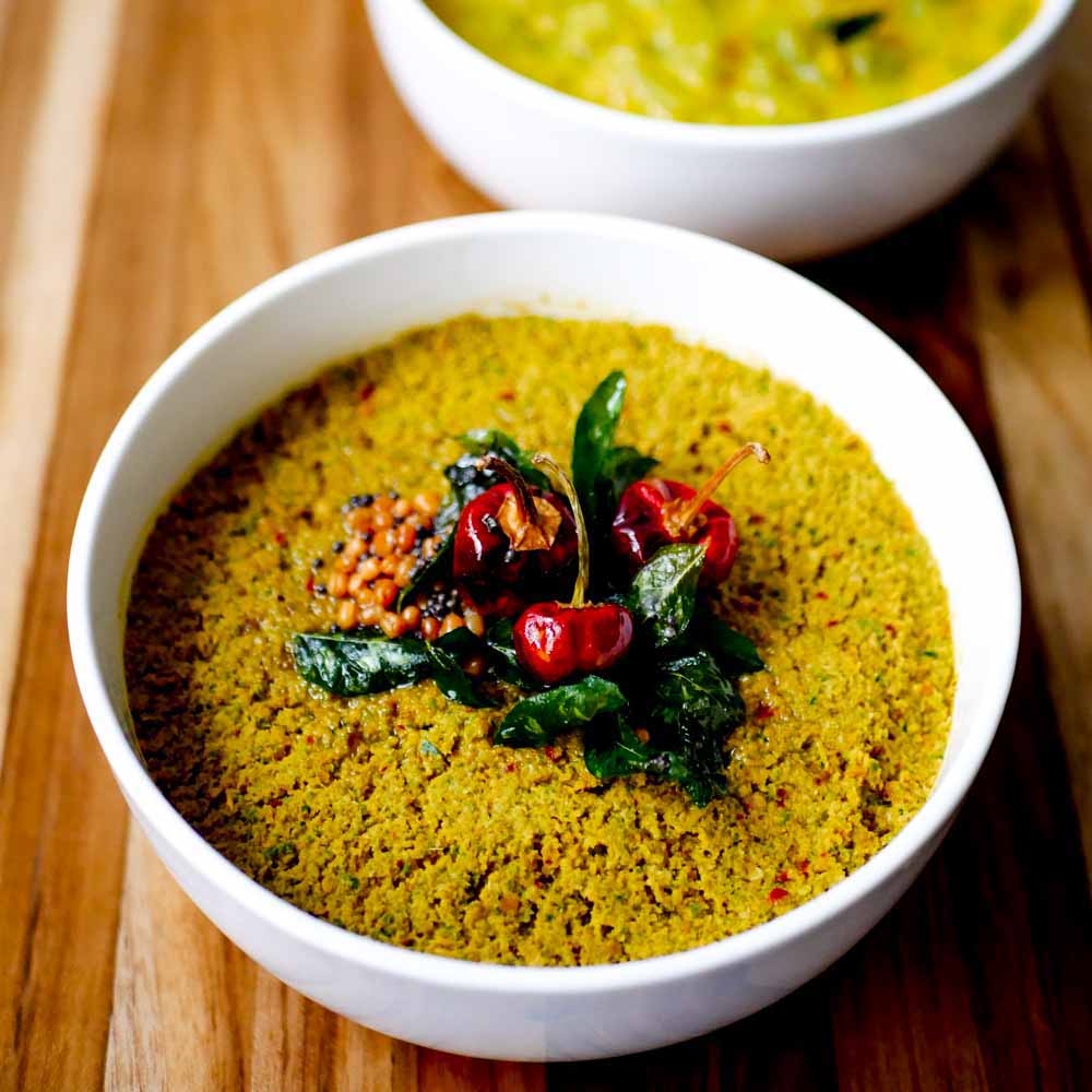 Peerkangai thol Thogayal made with the peels of ridge gourd.